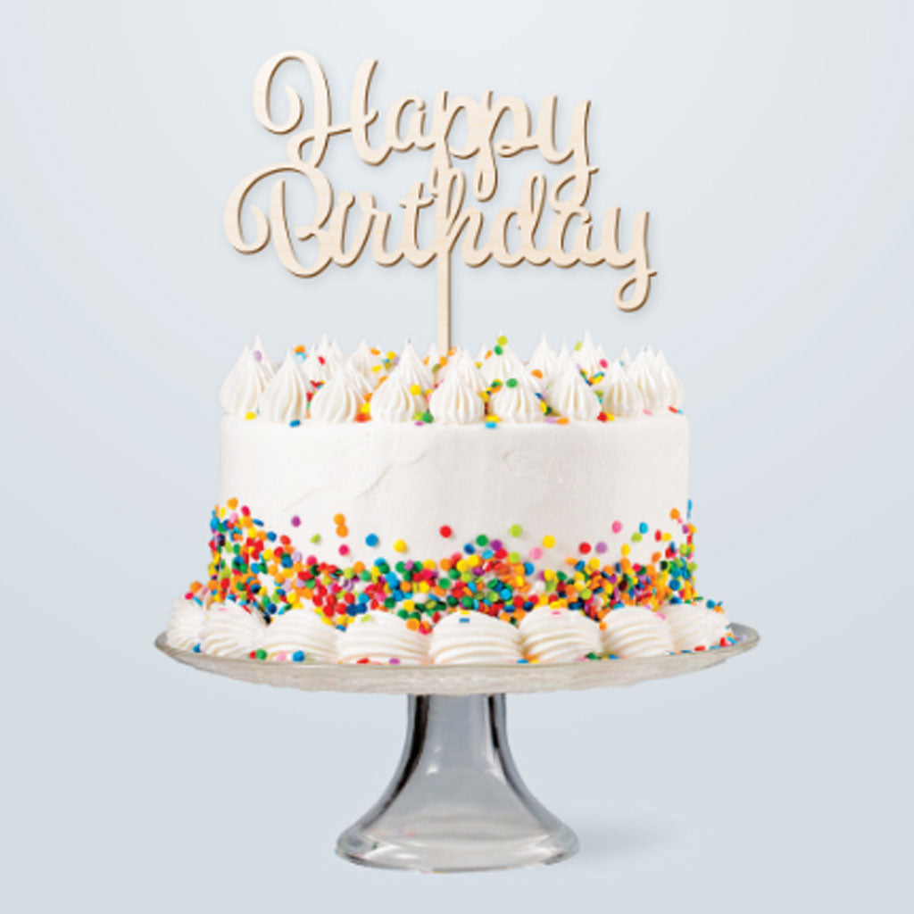 GoBake Acrylic Cake Topper Happy Birthday Natural – Lloyd Holt Packaging