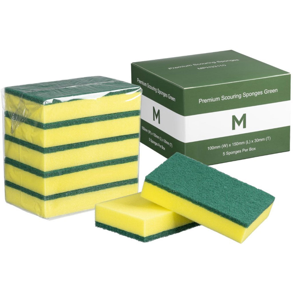 M Sponge Scourers Heavy Duty Green/Yellow 100x150mm | 5/Pack – Lloyd ...